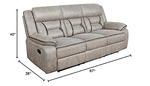 Coaster Greer Upholstered Motion Reclining Sofa, Taupe