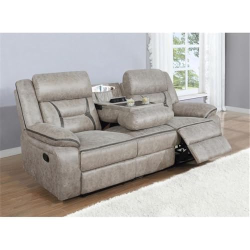 Coaster Greer Upholstered Motion Reclining Sofa, Taupe