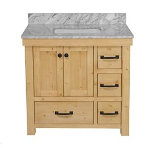 Tuscany 36-inch Bathroom Vanity (Carrara/Driftwood): Includes Driftwood Cabinet with Authentic Italian Carrara Marble Countertop and White Ceramic Sink