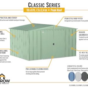 Arrow Classic Steel Storage Shed, 10x8, Flute Grey