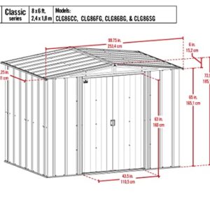 Arrow Classic Steel Storage Shed, 8x6, Sage Green