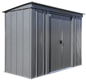 arrow classic steel storage shed, 8x4, charcoal