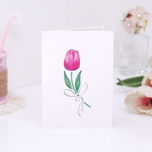 UNIPOP Tulips Bouquet Pop Up Card, Anniversary Card for Wife, Valentine Day Card for Her & Daughter, Happy Mothers Day Card, Thank You Card, Flower 3D Card