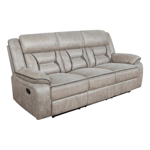 Coaster Greer Upholstered Motion Reclining Sofa, Taupe