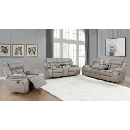 Coaster Greer Upholstered Motion Reclining Sofa, Taupe