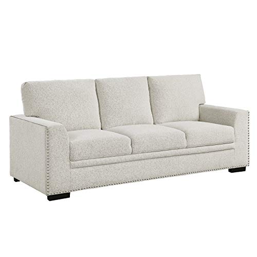 Lexicon Couch for Living Room, Chenille Sofa Couch with Solid Wood Frame and Nailhead Trim, Modern Couch, Upholstered Living Room Furniture, 3 Seater Couch, Beige​