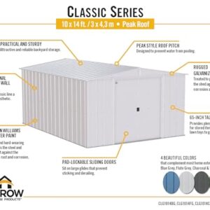 Arrow Classic Steel Storage Shed, 10x14, Blue Grey