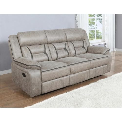 Coaster Greer Upholstered Motion Reclining Sofa, Taupe