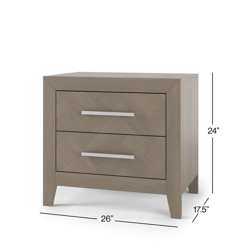 Child Craft Kieran 2 Drawer Nightstand for Nursery or Bedroom, Large Storage Drawers, Made of Sturdy Pinewood, Non-Toxic, Baby Safe Finish (Crescent Gray)