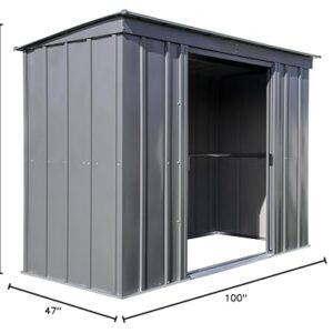 Arrow Classic Steel Storage Shed, 8x4, Charcoal