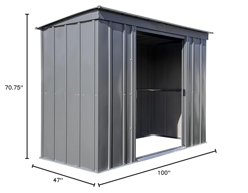 Arrow Classic Steel Storage Shed, 8x4, Charcoal