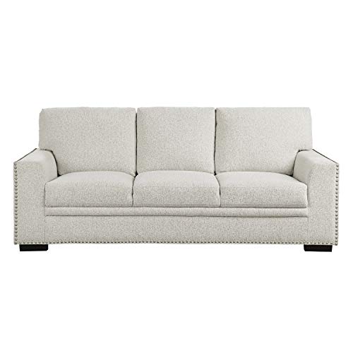 Lexicon Couch for Living Room, Chenille Sofa Couch with Solid Wood Frame and Nailhead Trim, Modern Couch, Upholstered Living Room Furniture, 3 Seater Couch, Beige​