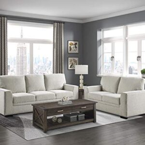 Lexicon Couch for Living Room, Chenille Sofa Couch with Solid Wood Frame and Nailhead Trim, Modern Couch, Upholstered Living Room Furniture, 3 Seater Couch, Beige​