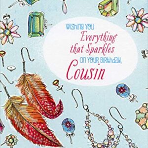 Designer Greetings Everything That Sparkles Earings Feminine Birthday Card for Female Cousin