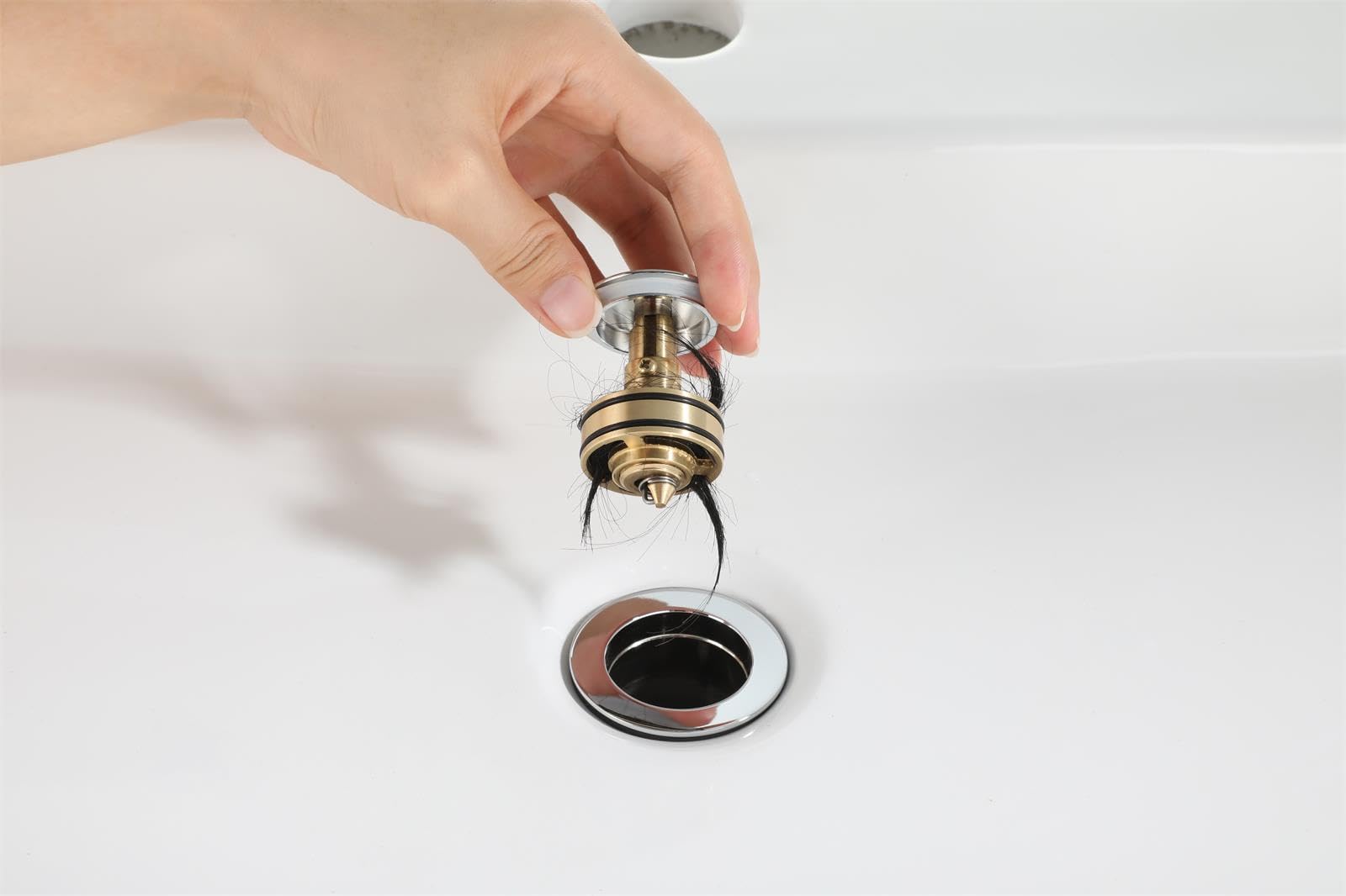 PARLOS Anti-Clogging Pop up Sink Drain Stopper with Overflow for Bathroom Sink Vessel, Chrome, 2104701