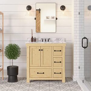 tuscany 36-inch bathroom vanity (carrara/driftwood): includes driftwood cabinet with authentic italian carrara marble countertop and white ceramic sink