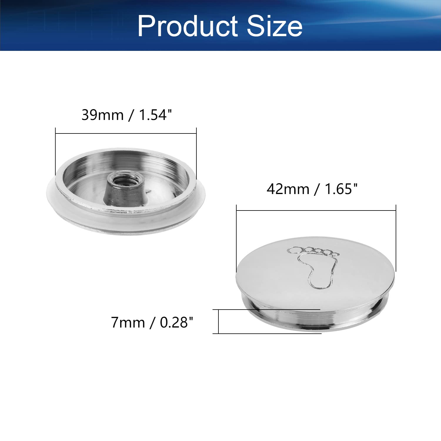 Yinpecly Metal Basin Sink Drain Stopper Zinc Alloy with Rubber 1.65 Diameter Silver Pop Up Push Button Drain Plug Anti-Clogging for Bathtub and Bathroom Kitchen Sink 2pcs