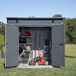 Sojag 8' x 5' Denali Outdoor Lockable Steel Storage Building with Windows, Anthracite