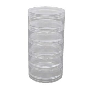 Hibye 1 Set 5 Layer Cylinder Stackable Bead Containers Plastic Round Clear Storage Jar Box for Beads Buttons Crafts Small Item