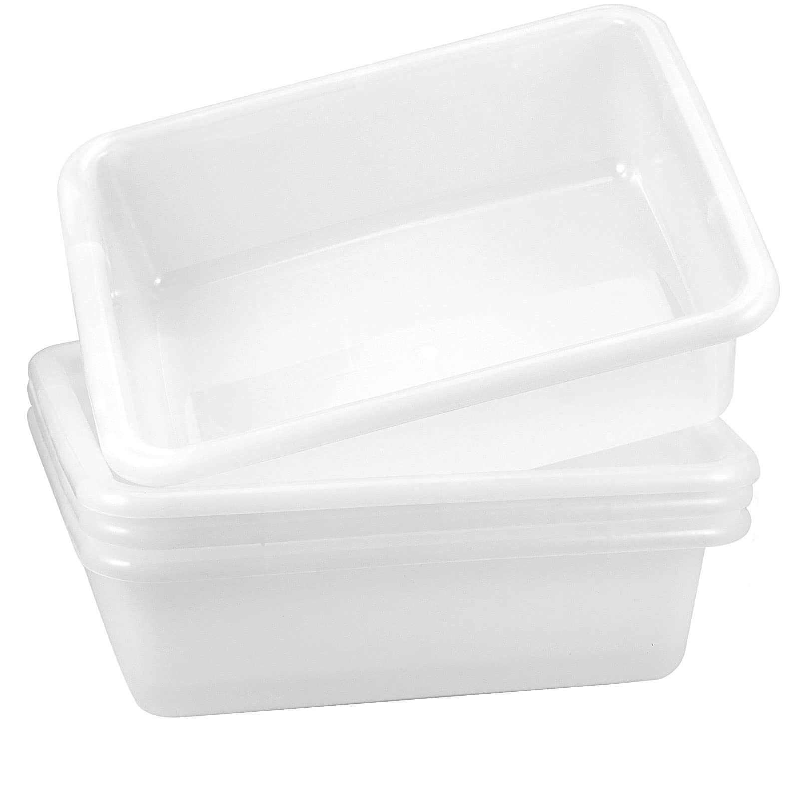 ZOENHOU 4 Pack 10 L Bus Tubs Plastic Bus Box Tote, White Commercial Plastic Bus Box Tote Box, Wash Basin Tote Box for Pantry Washing Dishes, 5 Inch Deep