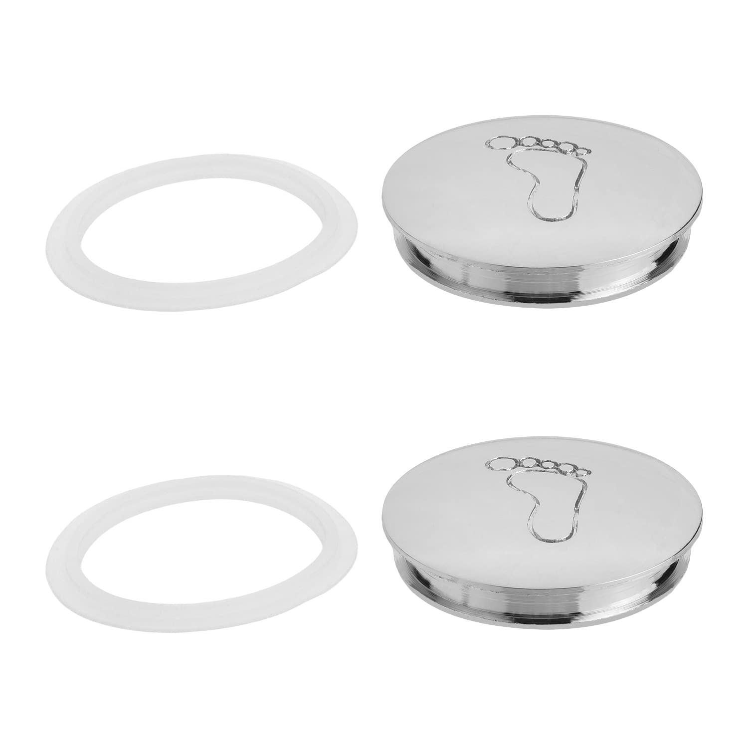 Yinpecly Metal Basin Sink Drain Stopper Zinc Alloy with Rubber 1.65 Diameter Silver Pop Up Push Button Drain Plug Anti-Clogging for Bathtub and Bathroom Kitchen Sink 2pcs