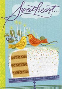 designer greetings two birds on cake sweetheart birthday card