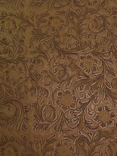 DuroLast™ Vintage Western Floral Pu Leather Fabric by The Yard DIY Upholstery Accessories Fashion (Nugget)