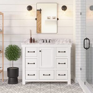 tuscany 42-inch bathroom vanity (carrara/white): includes white cabinet with authentic italian carrara marble countertop and white ceramic sink