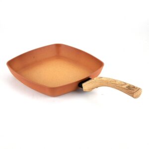 hamilton beach hbv111 11 inch forged aluminum terracotta nonstick coated griddle frying pan skillet with bakelite handle, copper