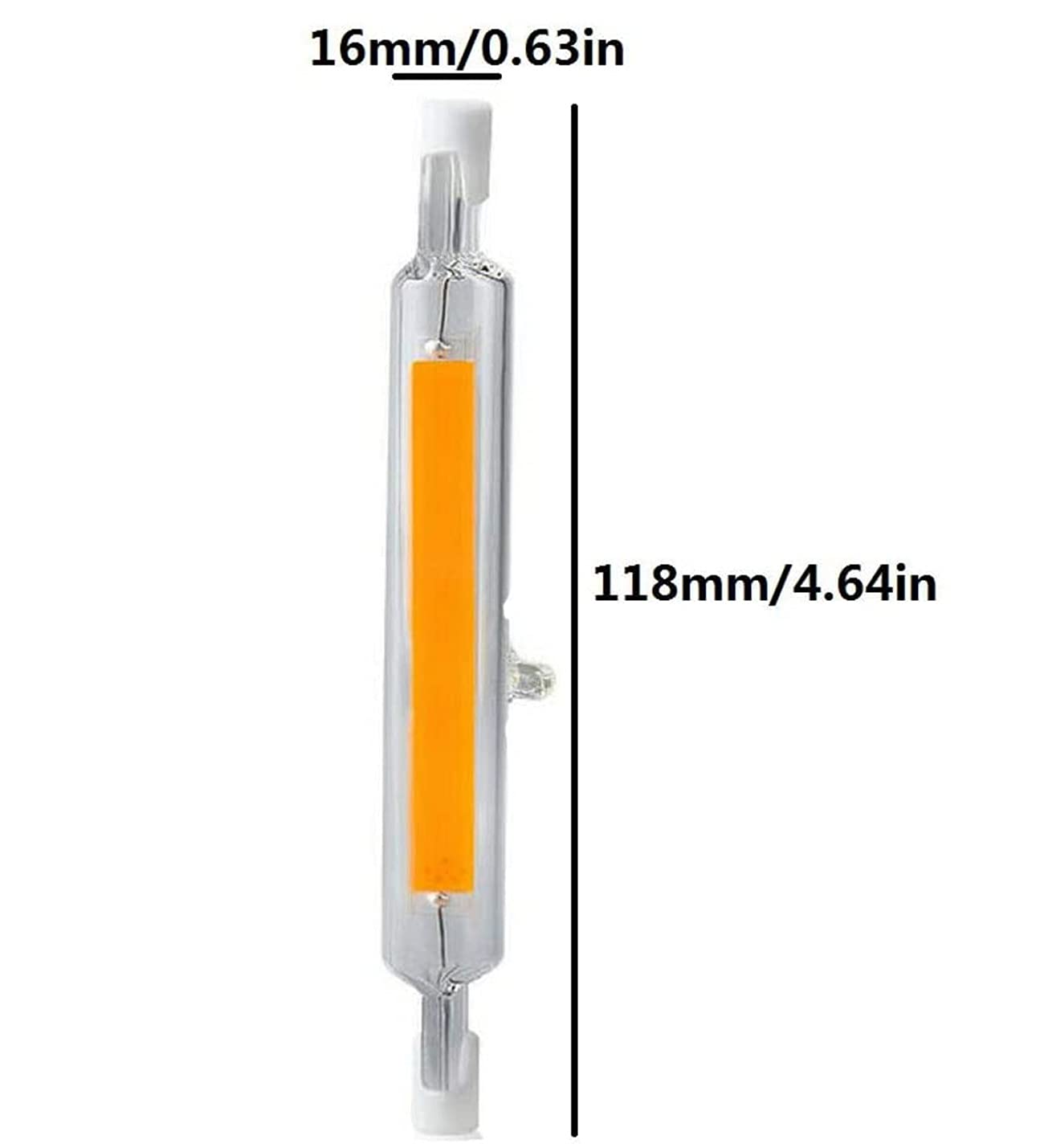 Qixivcom R7s LED Bulbs 118mm 20W LED COB Light Double Ended LED Bulbs 150W Halogen Bulb Replacement Dimmable Warm White 3000K 120V J Type R7s Floodlight J118 Landscape Lights Work Lighting,2 Pack