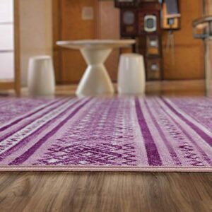 Antep Rugs Alfombras Non-Skid (Non-Slip) 8x10 Rubber Backing Moroccan Geometric Low Profile Pile Indoor Area Rugs (Purple, 8' x 10'3")