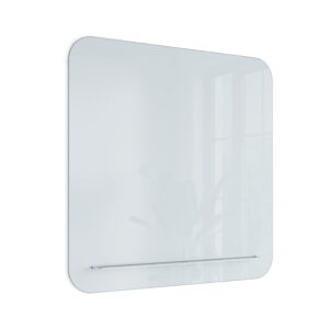 U Brands Floating Magnetic Glass Board with Floating Shelf, 35” x 35”