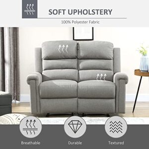 HOMCOM 2 Seater Recliner Sofa with Manual Pull Tab, Fabric Reclining Sofa, RV Couch, Home Seating, Gray