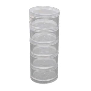 Hibye 1 Set 5 Layer Cylinder Stackable Bead Containers Plastic Round Clear Storage Jar Box for Beads Buttons Crafts Small Item