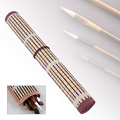 Roll Up Paint Brush Holder, Bamboo Rollup Pen Case Art Paint Brush Holder for Artist Watercolor Oil Paint Brush