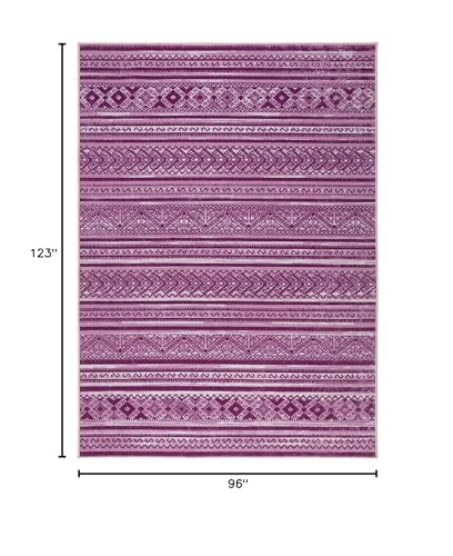 Antep Rugs Alfombras Non-Skid (Non-Slip) 8x10 Rubber Backing Moroccan Geometric Low Profile Pile Indoor Area Rugs (Purple, 8' x 10'3")