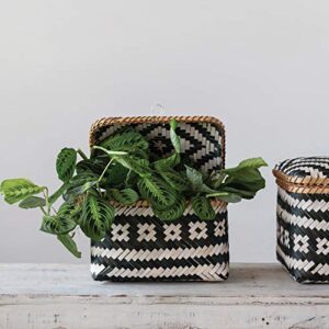 Creative Co-Op Hand-Woven Bamboo Boxes with Lids & Closures, Black & White, Set of 2 Container, 2