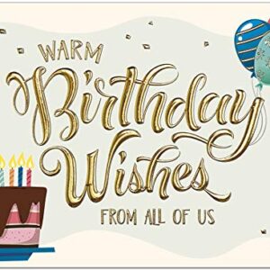 25 Premium Employee Birthday Cards - Elegant "From All Of Us" design with Gold Foil Embossing - 26 Vanilla Envelopes - FSC Mix