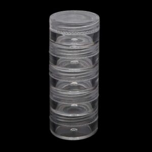 hibye 1 set 5 layer cylinder stackable bead containers plastic round clear storage jar box for beads buttons crafts small item