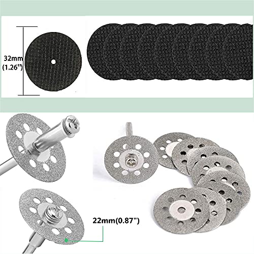 Cutting Wheel Set for Dremel Rotary Tool, HSS Circular Saw Blades, Resin Cutting Discs, 545 Diamond Cutting Wheel, Accessories Cutting Discs with 1/8" Shank for Wood Glass Plastic Stone Metalwith