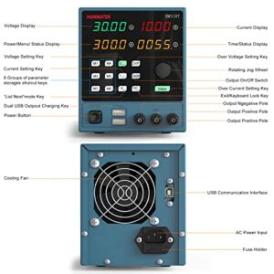 Programmable DC Power Supply (0-30 V 0-10 A) HM310T High Precision 4-Digit Voltage Current Power Time Display Variable Switching Digital Power Supply with PC Software and USB Interface