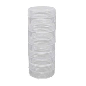 Hibye 1 Set 5 Layer Cylinder Stackable Bead Containers Plastic Round Clear Storage Jar Box for Beads Buttons Crafts Small Item