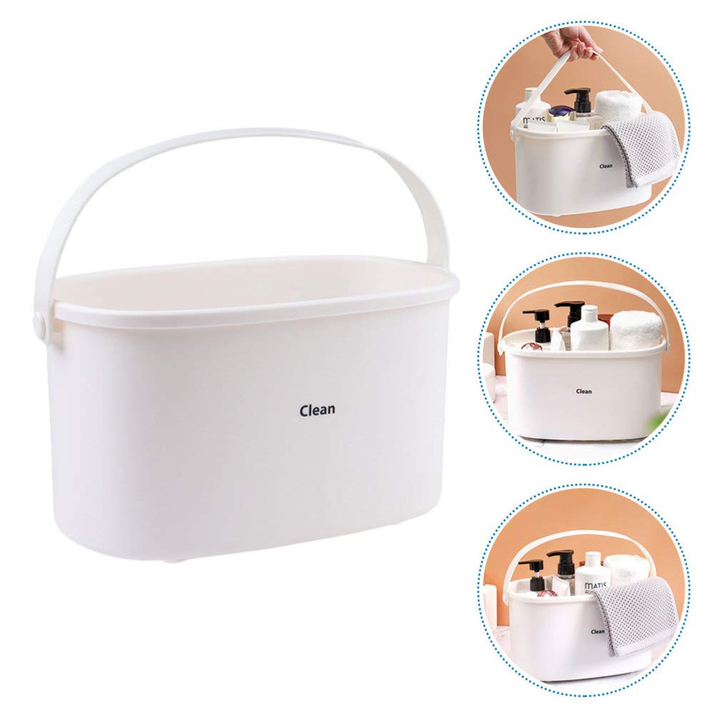 Cabilock 1pc Bath Basket Shampoo Tote Basket Wet Cloth Container Shower Storage Bin Portable Shampooer Bath Tote Fruit Containers Shower Basket Underwear Laundry Basket Pp Child White