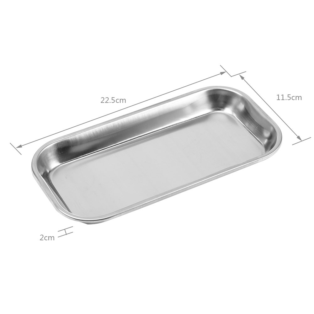 Surgical Tray, 201 Stainless Steel Dental Instrument Tray Tool for Lab Instrument Supplies, Tattoo Tool