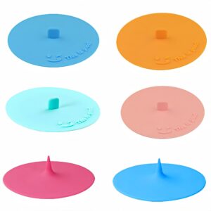 6 pcs silicone cup lids,accfore silicone cup covers lids anti-dust airtight seal for mugs, drink cup,cups,glass cup,coffee cup