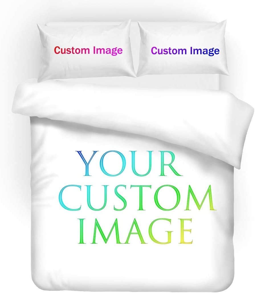 YUKI HOME Personalized Custom Bedding Duvet Cover Sets with Pillowcases Customized Photo Printed Microfiber Modern Bedclothes Bed King Size