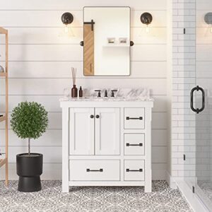 tuscany 36-inch bathroom vanity (carrara/white): includes white cabinet with authentic italian carrara marble countertop and white ceramic sink