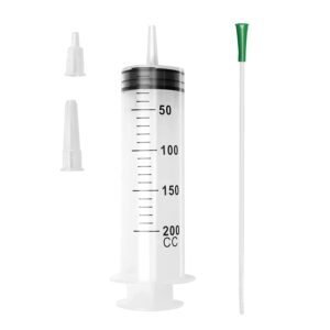 200ml large plastic syringe with tubing tip cap for liquid jello shots oral lip gloss crafts epoxy feeder pet watering party enema irrigator measure refill oil glue applicator dispenser without needle