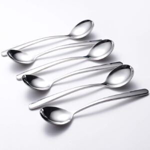 soup spoons 6-pack 18/10 stainless steel big, large and heavy duty round spoons elegance series 7.7 inch long 2.2 ounces weight by ironx (biggest soup spoons)