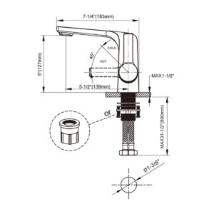 Dowell Single Hole Bathroom Faucet Lavatory Faucet Vanity Faucet,Chrome/Black 8001 019 10